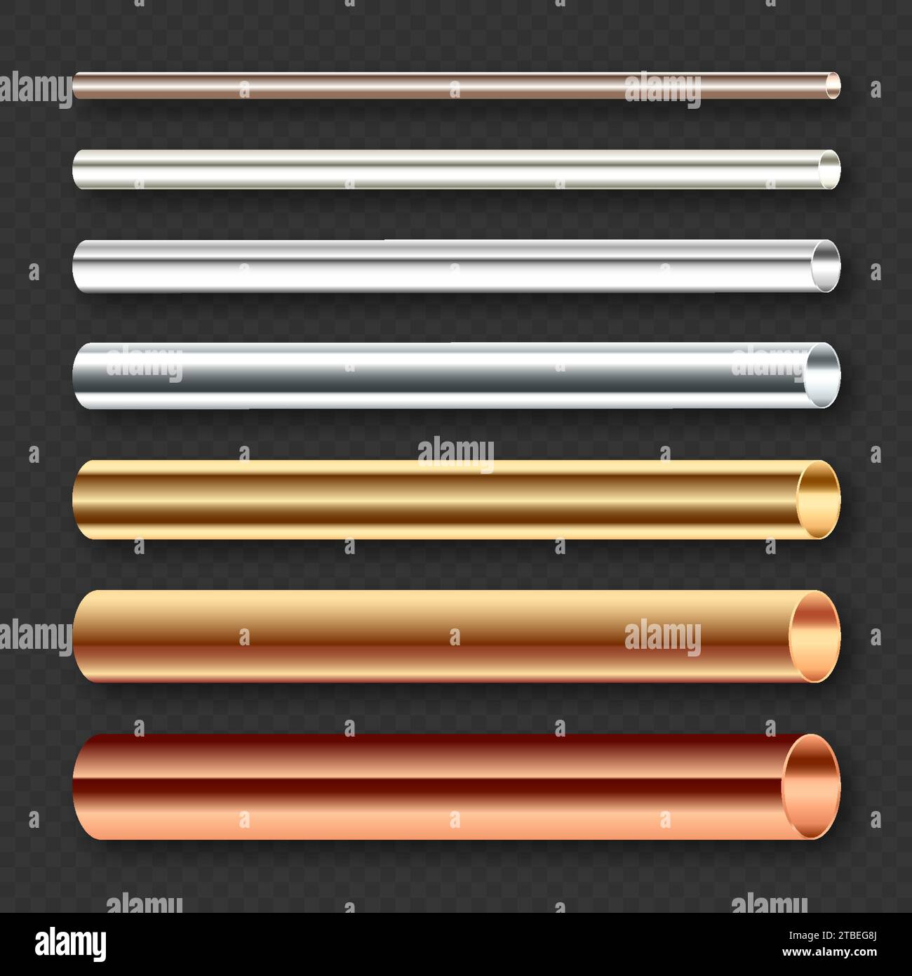 Steel and copper pipes collection. Construction material, pipeline ...