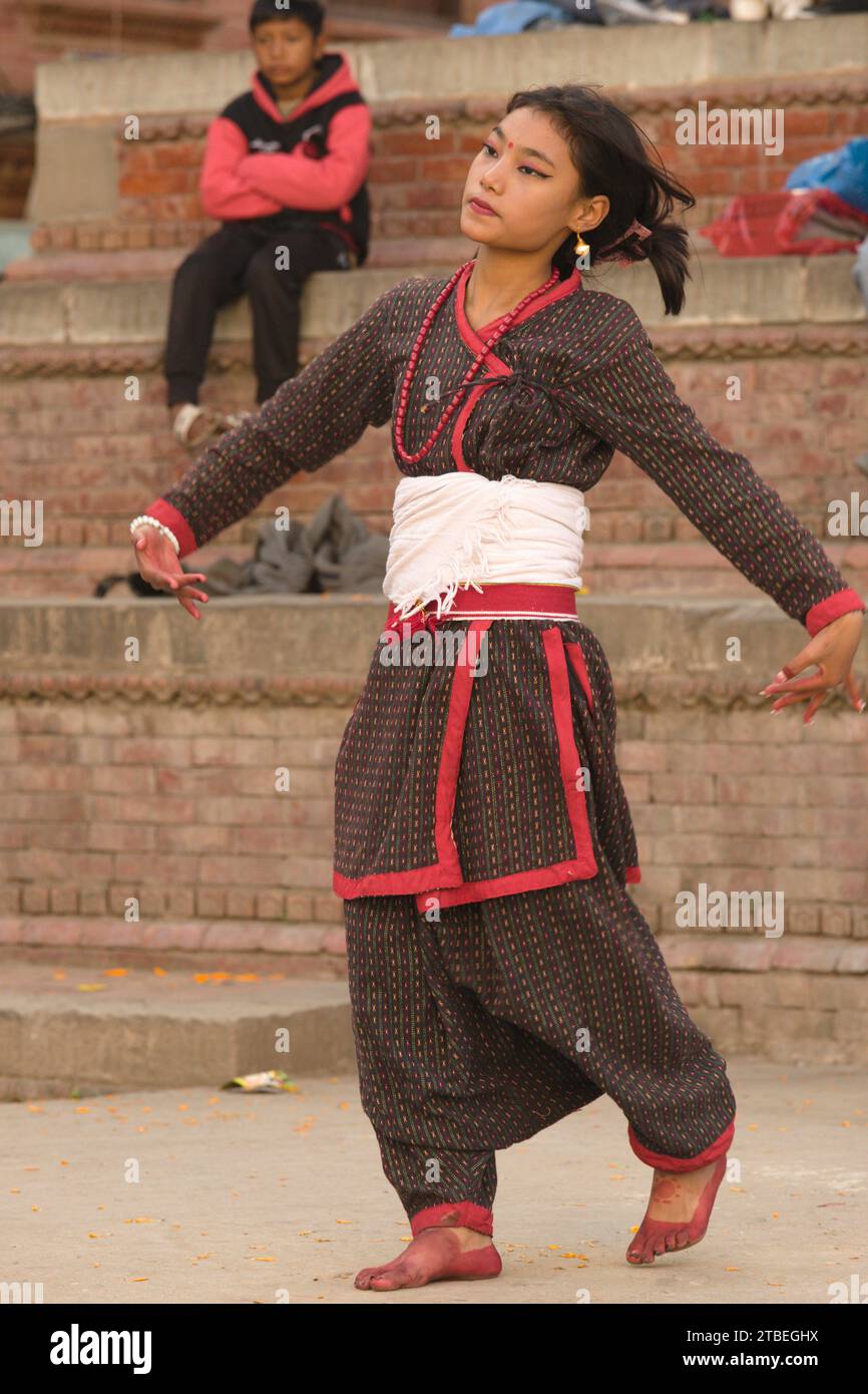 Nepal, Kathmandu, Tihar Festival, dancer, young woman, people Stock ...