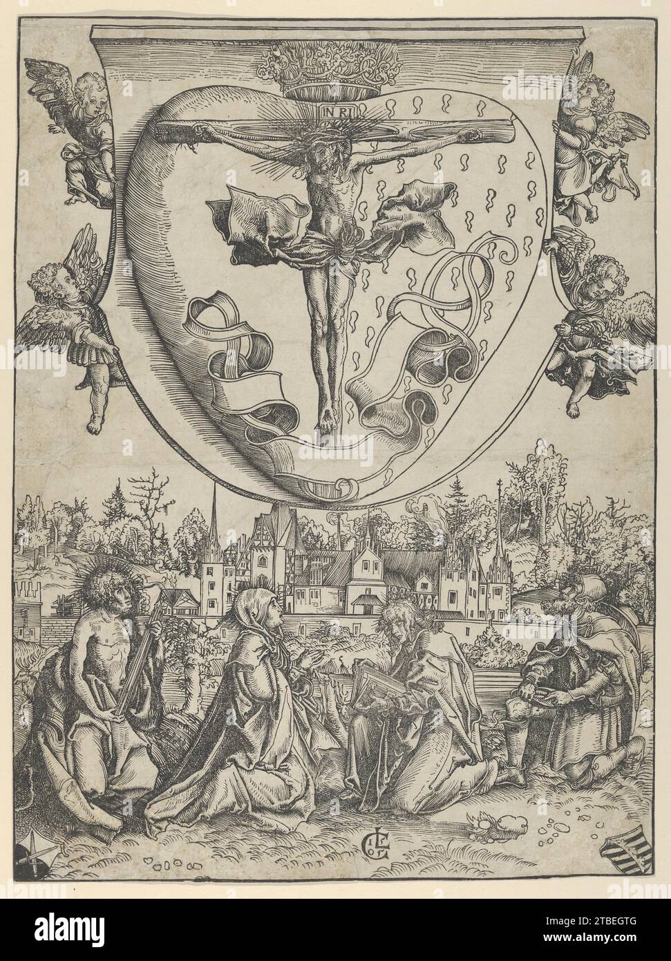 Four Saints Adoring Christ Crucified on the Sacred Heart 1927 by Lucas ...