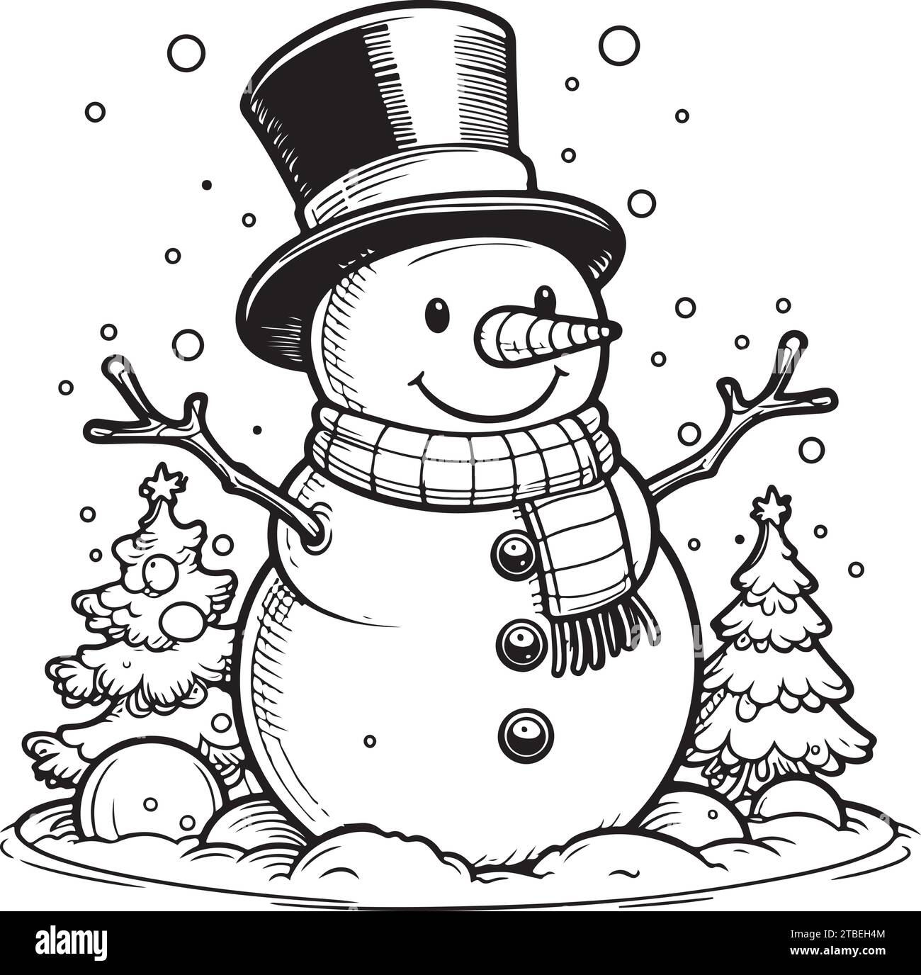 Embrace the winter wonderland with our Snowman Illustration in Vector ...