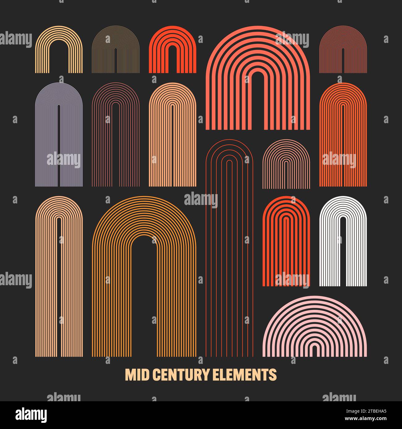 Mid century arch elements, modern geometric shapes. Contemporary design ...