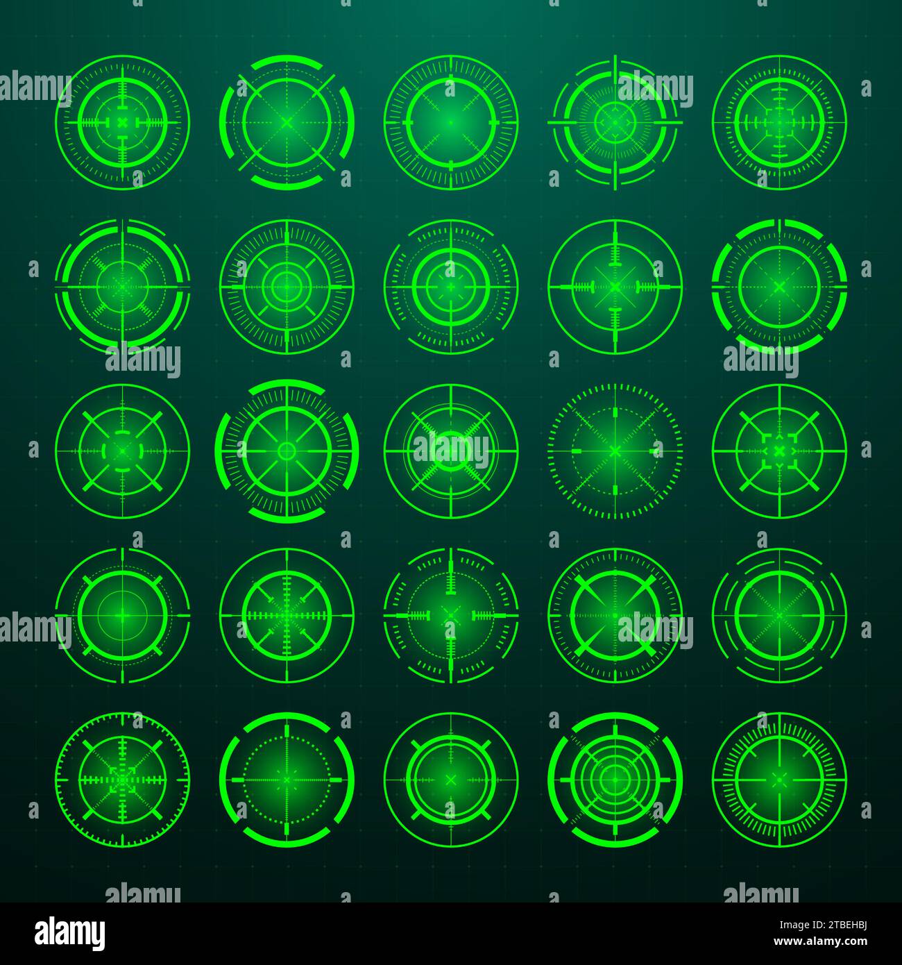 Crosshair, gun sight vector icons. Bullseye, black target or aim symbol ...