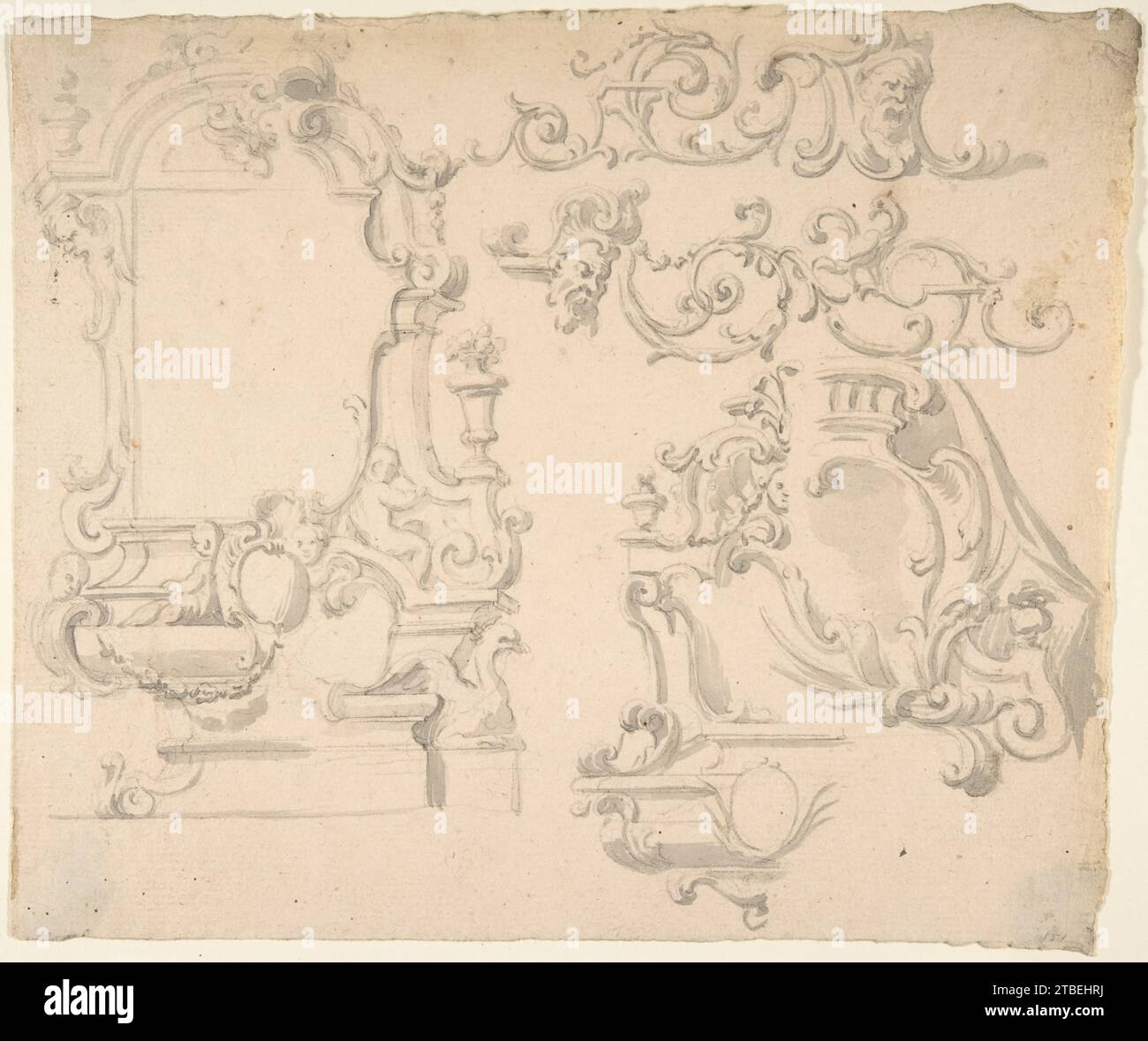 Designs for Wall Ensemble with Scroll and Grotesque Motifs 1965 by ...