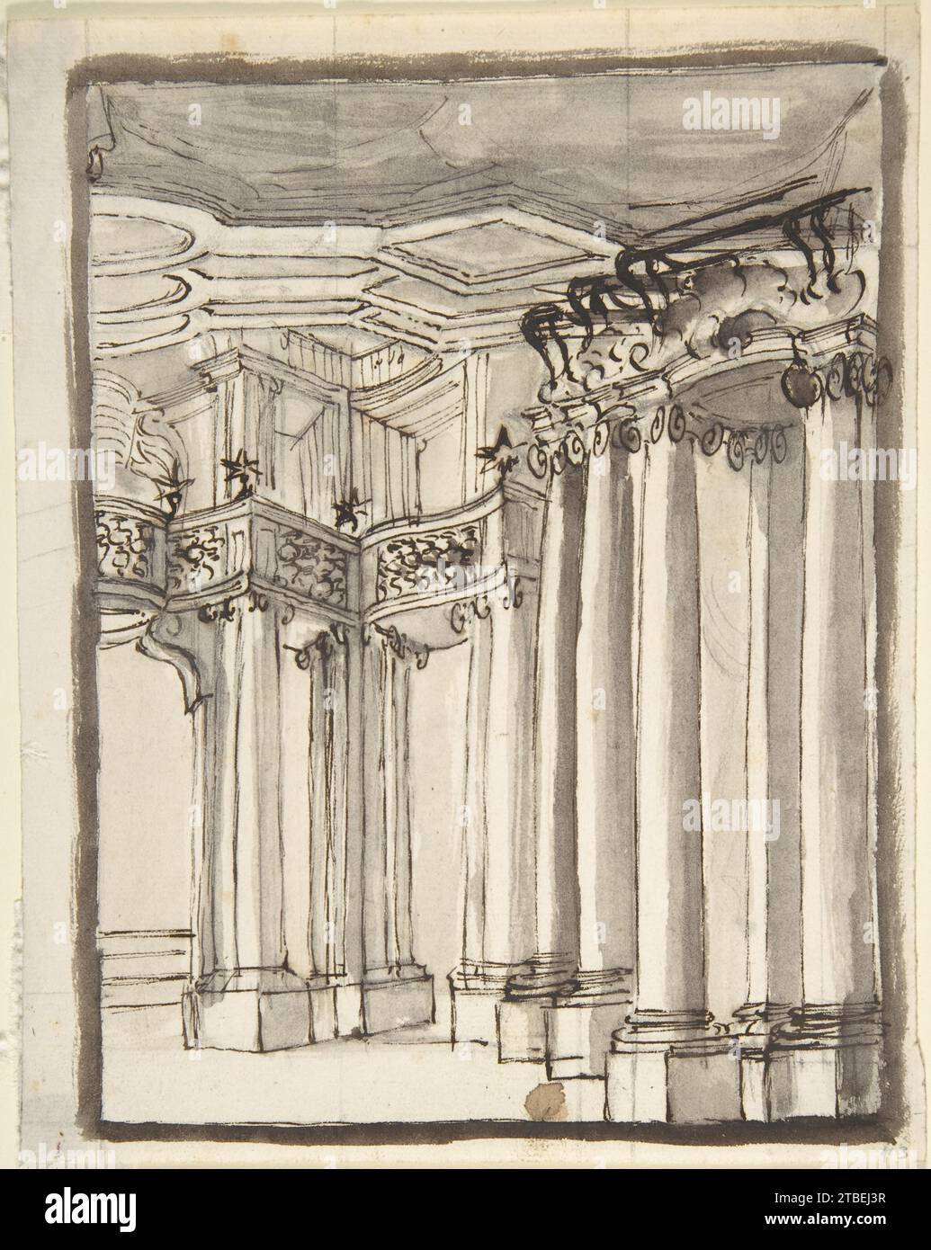 Partial View of an Architectural Interior (recto); Undecipherable ...