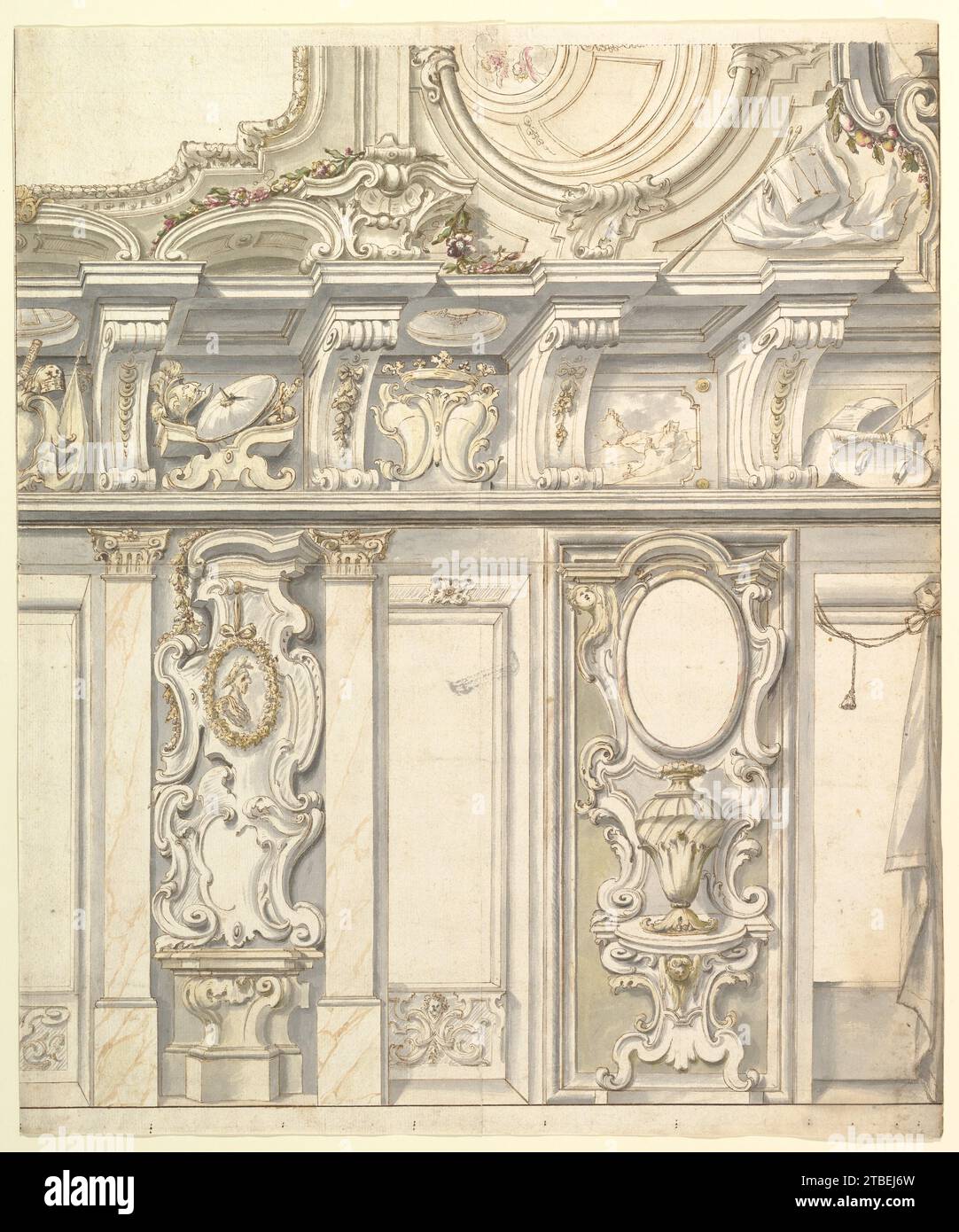 Design for Elevation for Elaborate Wall and Vault with the Savoya Arms ...