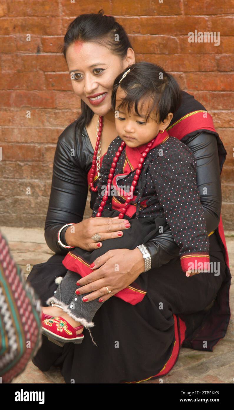 Nepal, Kathmandu, Tihar Festival, mother and child, family, people Stock Photo - Alamy