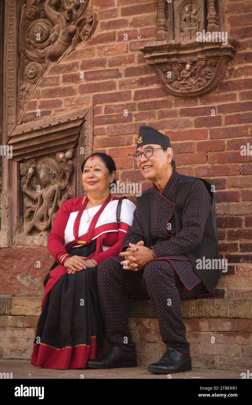 Nepal, Kathmandu, Tihar Festival, couple, family, people Stock Photo - Alamy