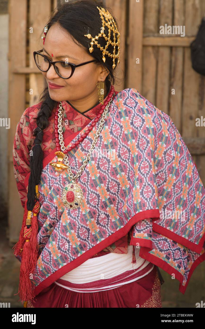 Nepal, Kathmandu, Tihar Festival, people, young woman, portrait Stock ...