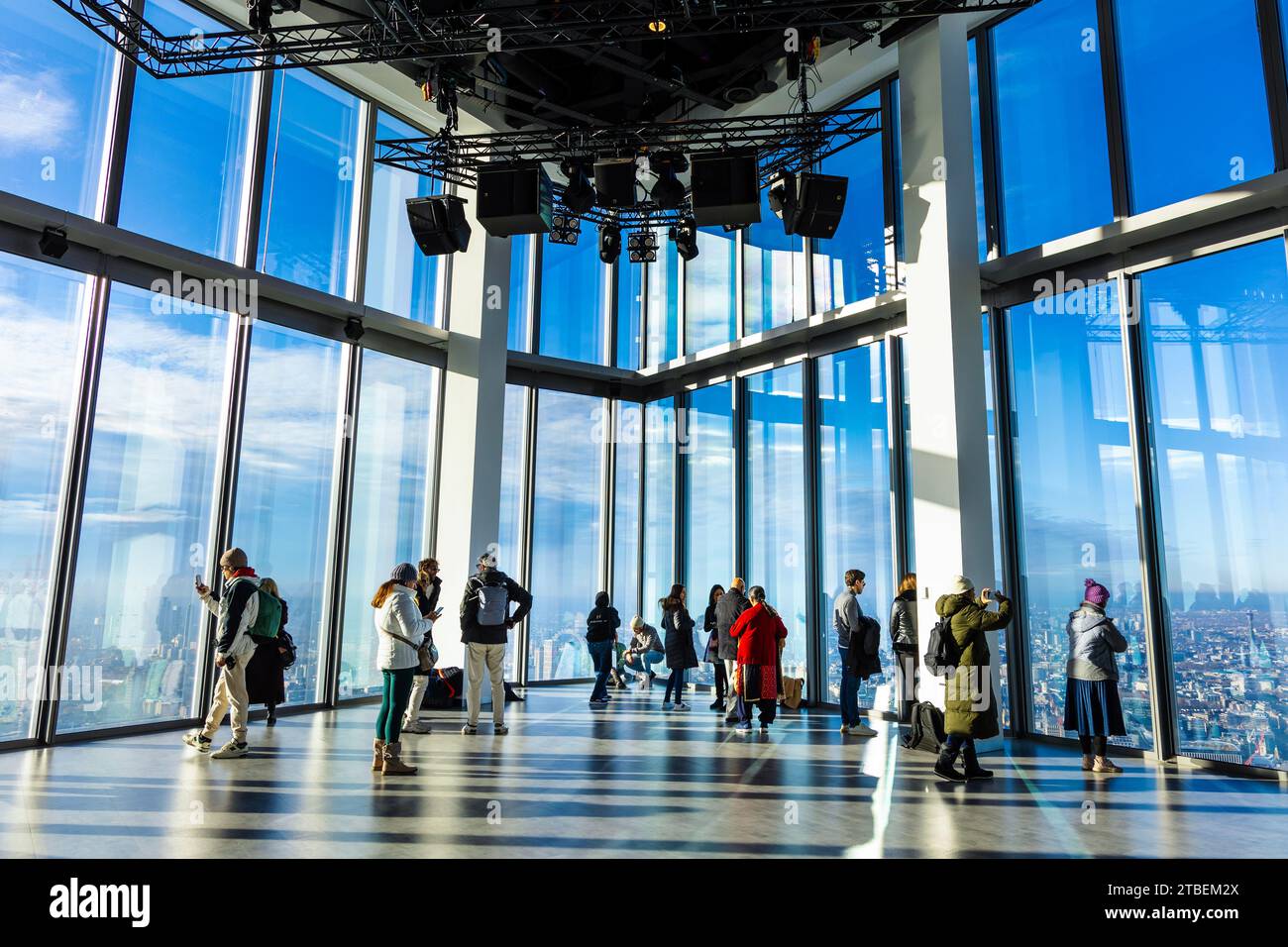 People looking at the city skyline from Horizon 22 viewing platform in ...