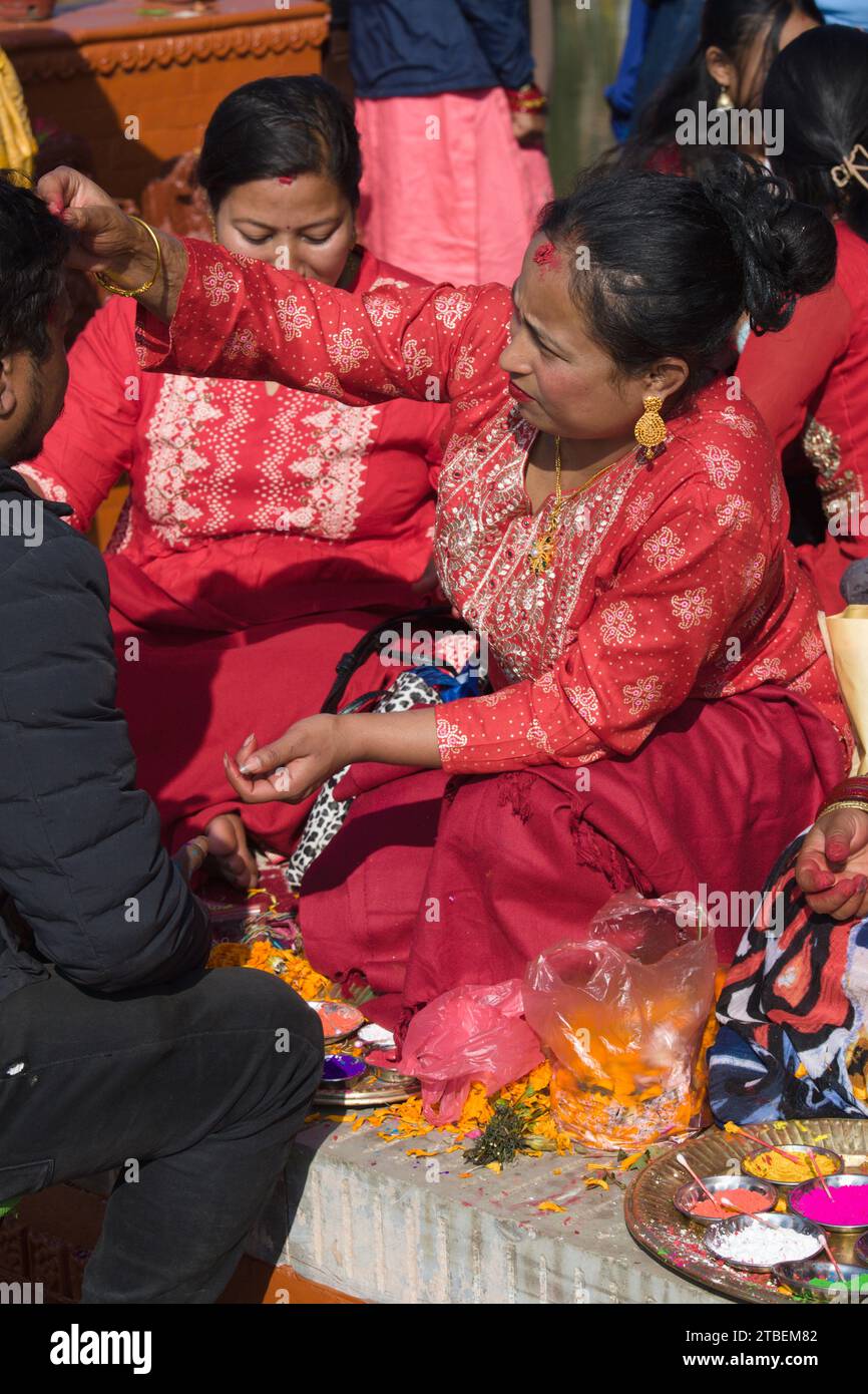 Nepal, Kathmandu, Tihar Festival, people, ceremony Stock Photo - Alamy