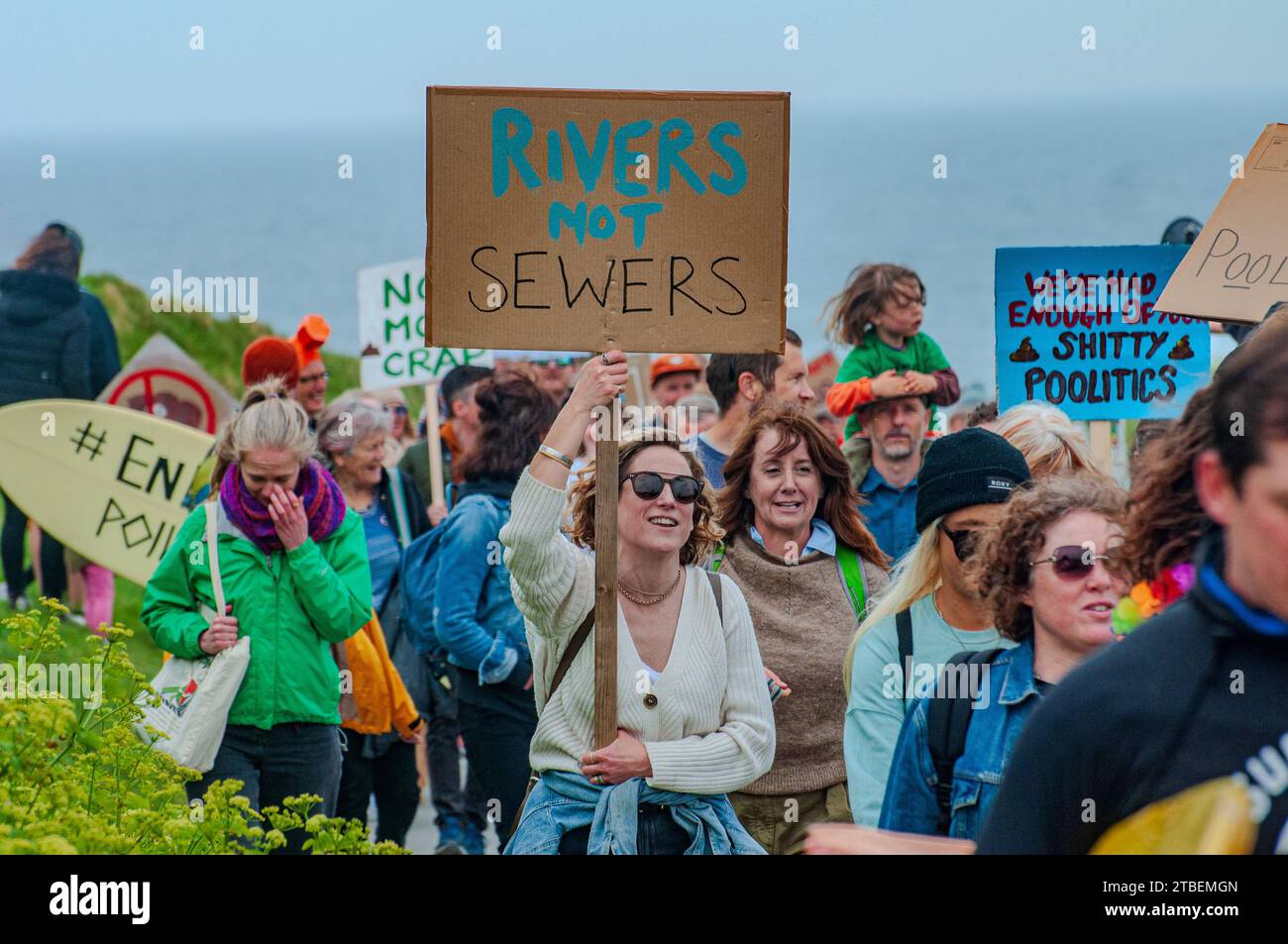 Surfers Against Sewage action in Newquay Cornwall against sewage ...