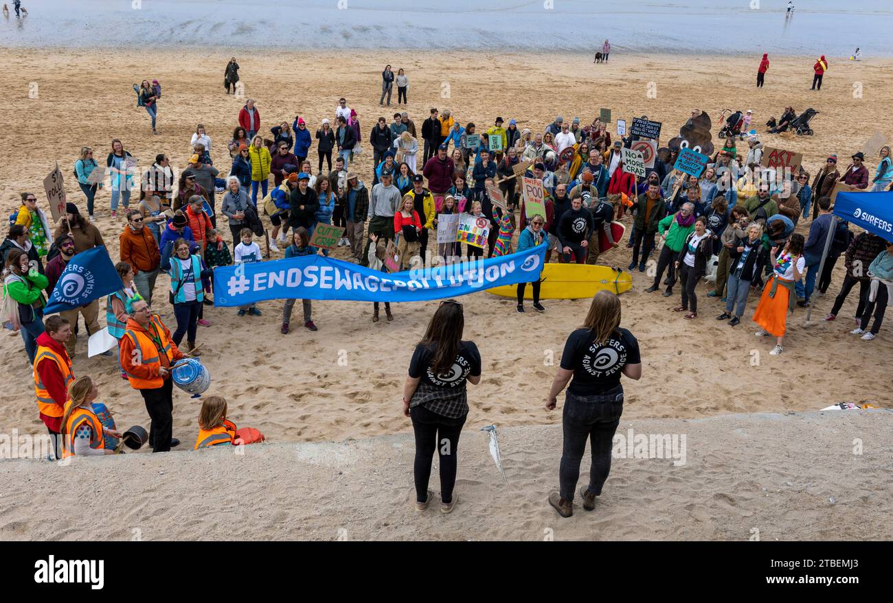 Surfers Against Sewage action in Newquay Cornwall against sewage ...
