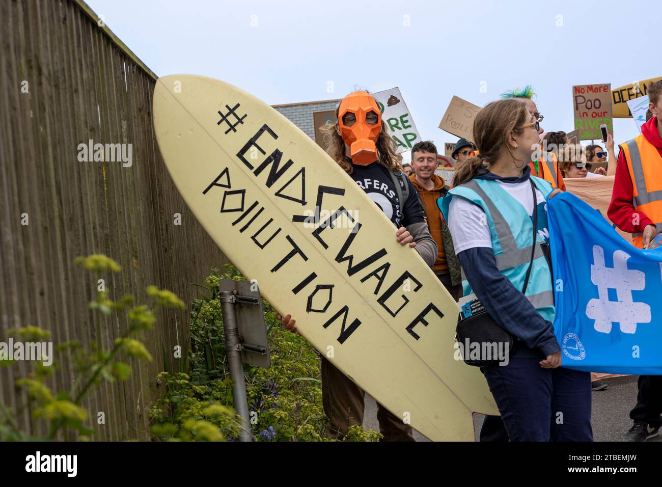 Surfers Against Sewage action in Newquay Cornwall against sewage ...