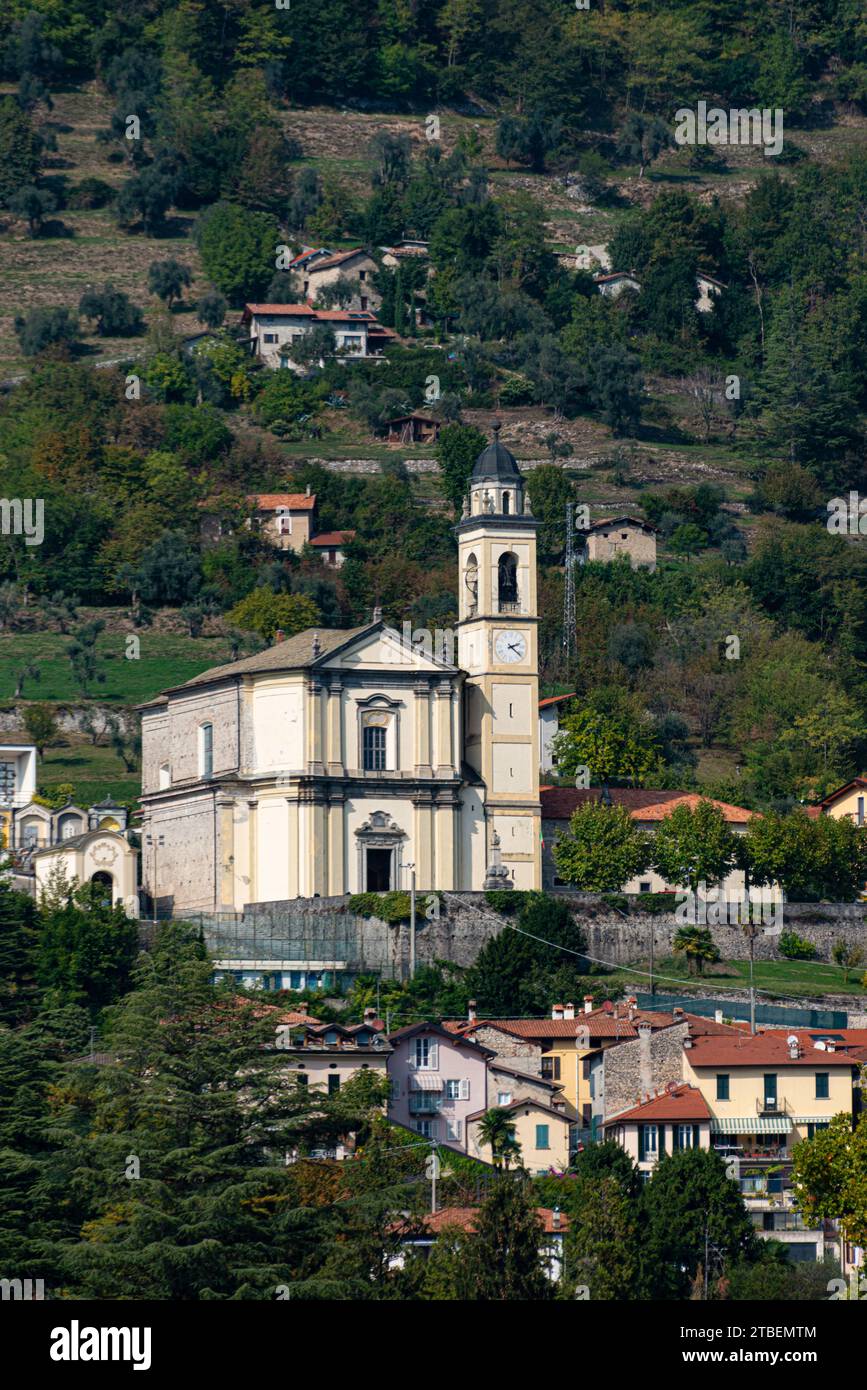 Lake Como church, photographed from out on Lake Como Stock Photo - Alamy