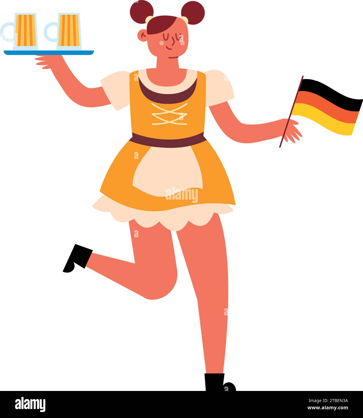 germany girl with dirndl and beers vector isolated Stock Vector Image ...