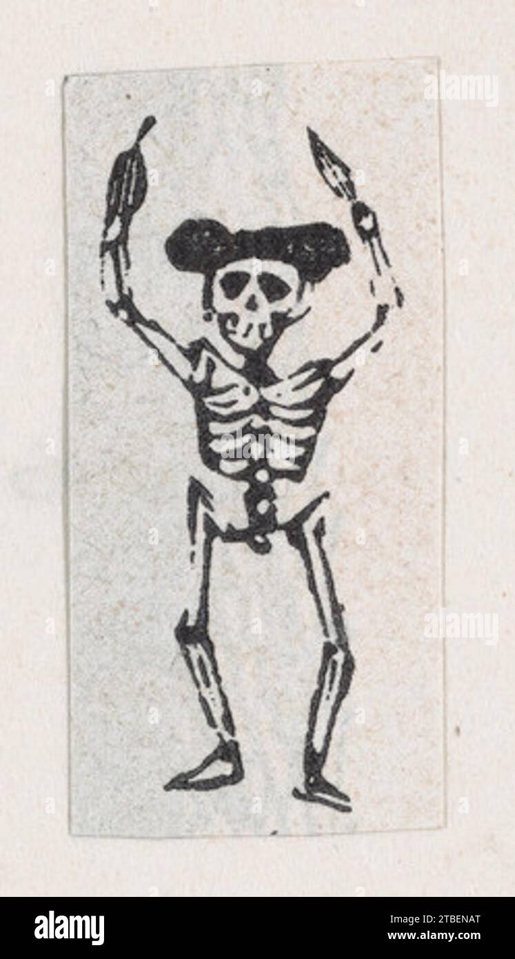 Skeleton standing with his arms raised 1930 by Jose Guadalupe Posada ...