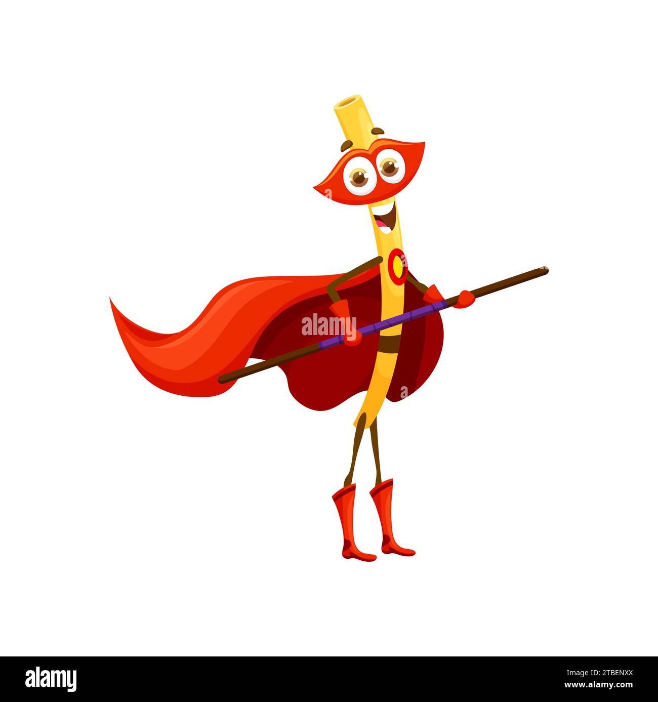 Cartoon linguine italian pasta superhero character. Dynamic super hero ...
