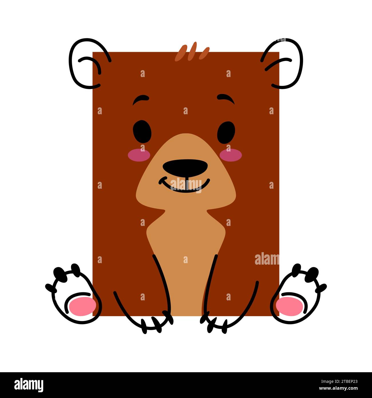 Cartoon bear animal character in math shape, geometry education for ...