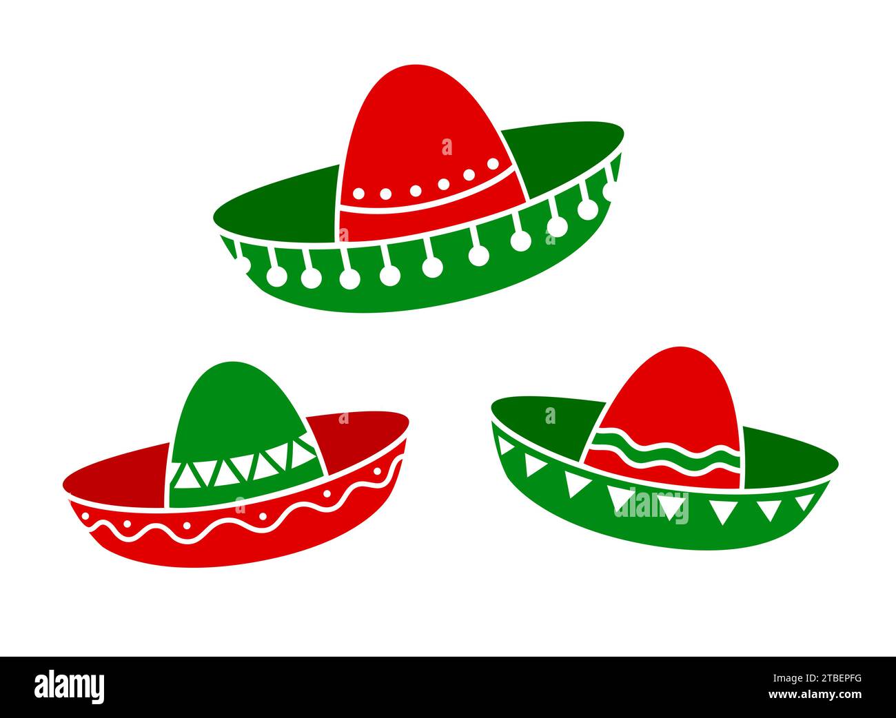 Mexican sombrero hats with Mexico ethnic ornament for latin fiesta ...