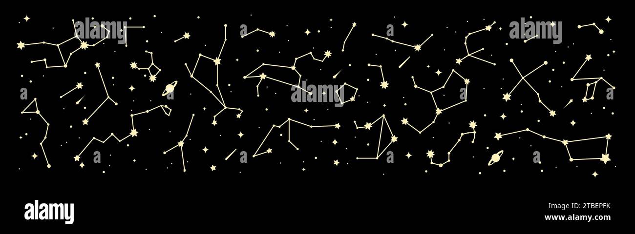 Space star constellation border. Galaxy night sky map, mystic astrology ...