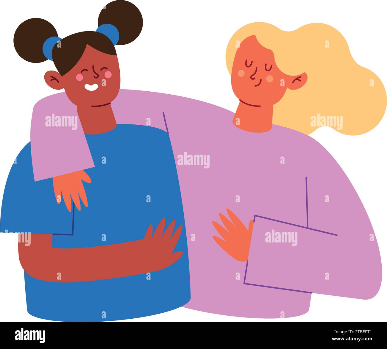 hug day illustration of women hugging each other vector isolated Stock ...