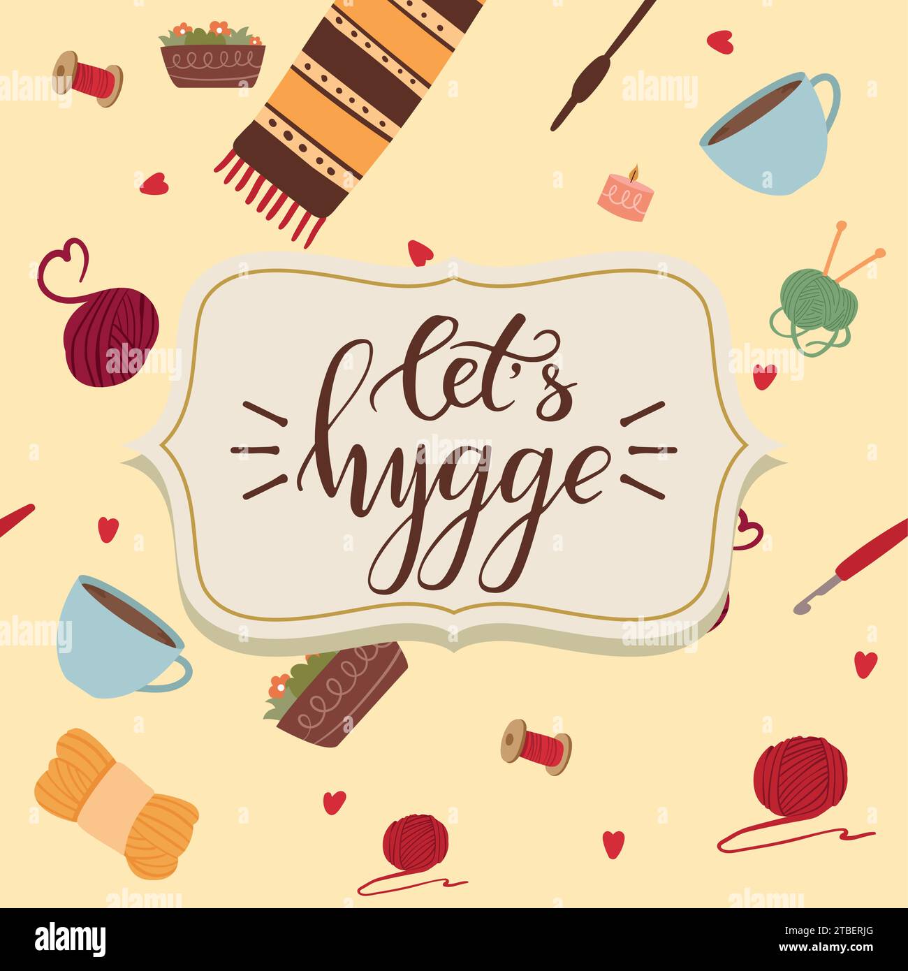 Seamless pattern background with relaxation items Hygge concept Vector ...
