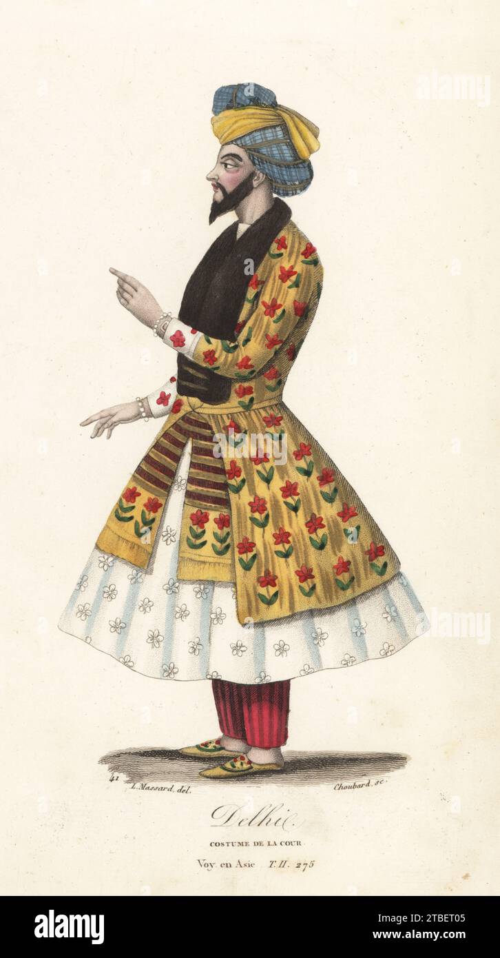 Courtier of Grand Mughal, Akbar Shah II, Delhi, India. He wears a ...