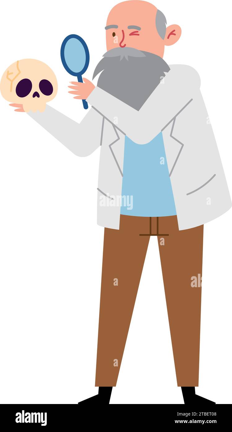 charles darwin with a loupe and skull vector isolated Stock Vector ...