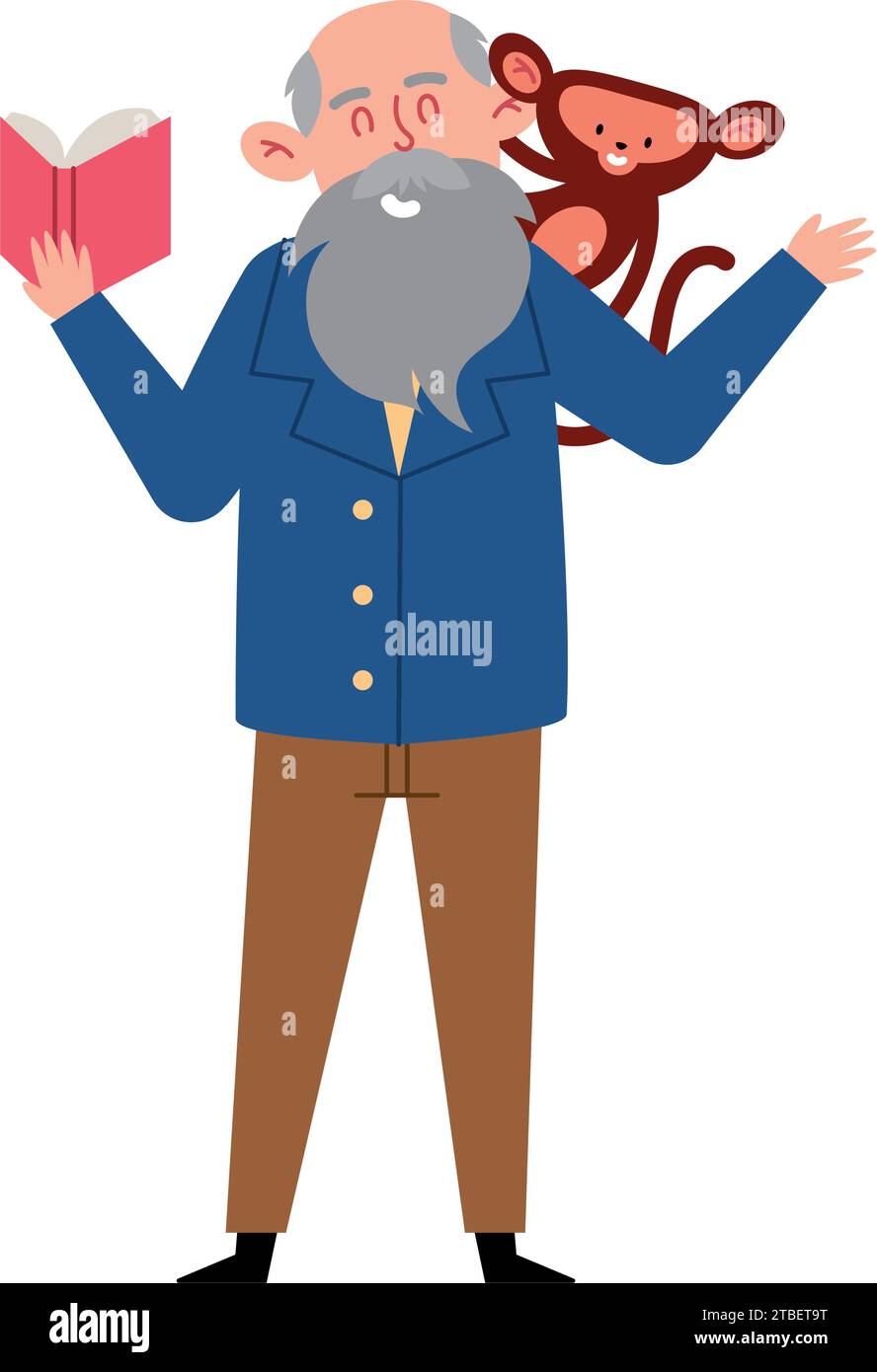 charles darwin with a book and monkey vector isolated Stock Vector ...