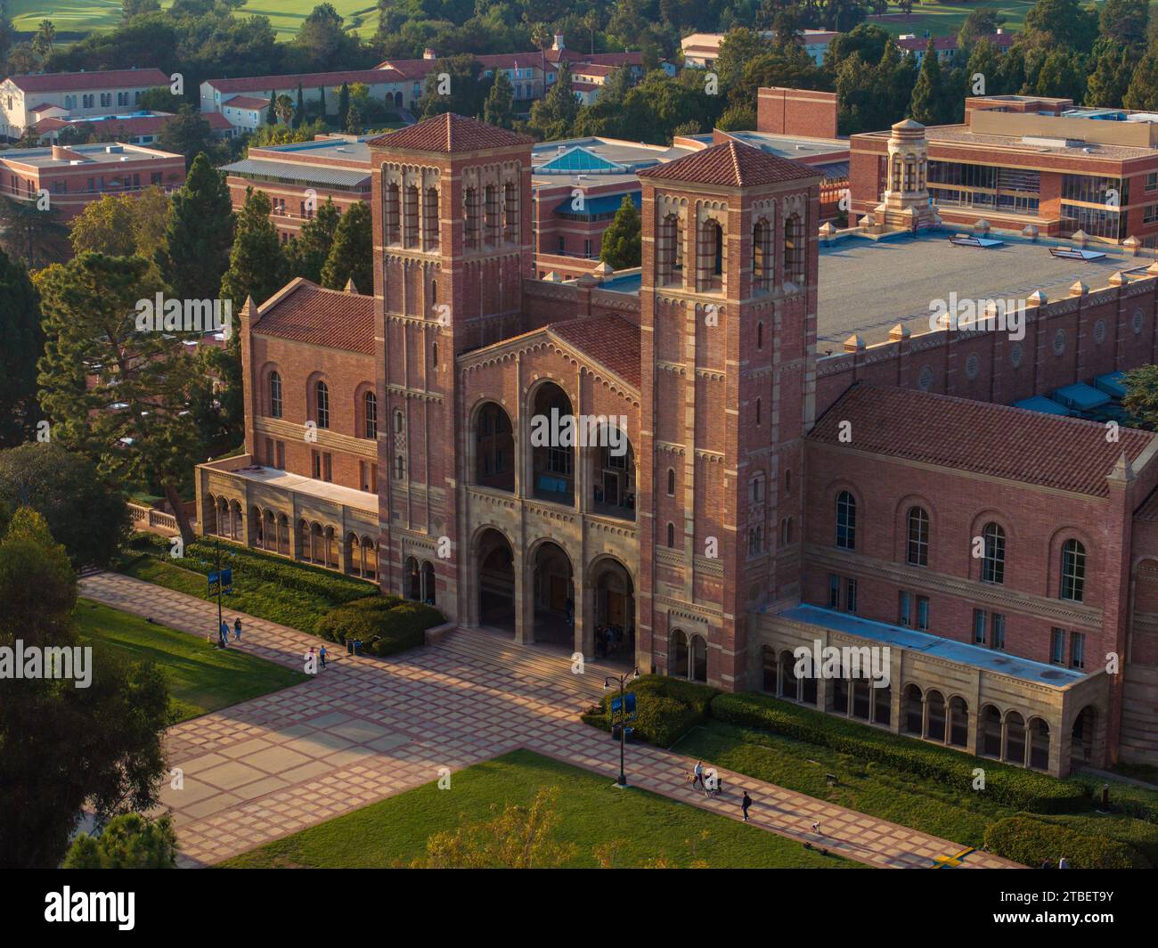 Aerial View of UCLA Campus Featuring Royce Hall in Serene Morning Light ...