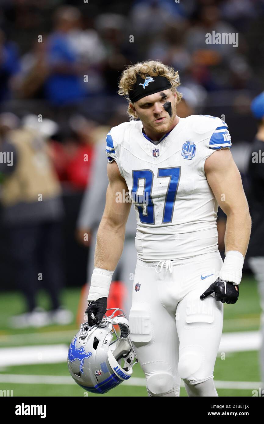 Detroit Lions defensive lineman Aidan Hutchinson (97) during pregame ...