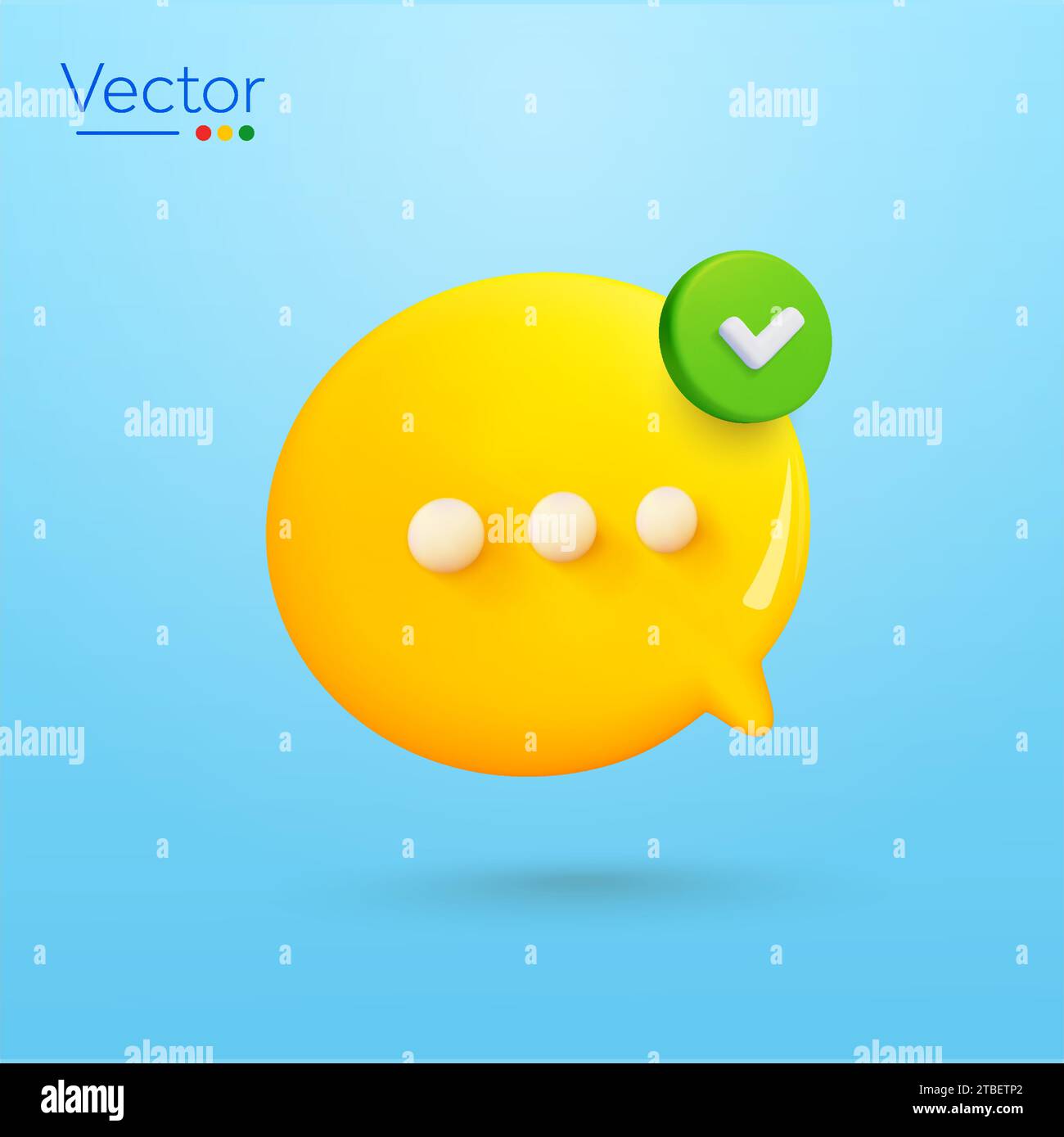 3d rendered chat box or thinking bubble with green mark icon, isolated ...