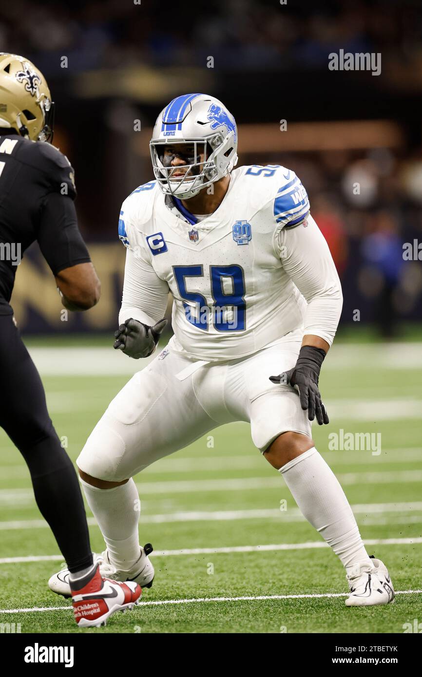 Detroit Lions offensive lineman Penei Sewell (58) looks to block during ...