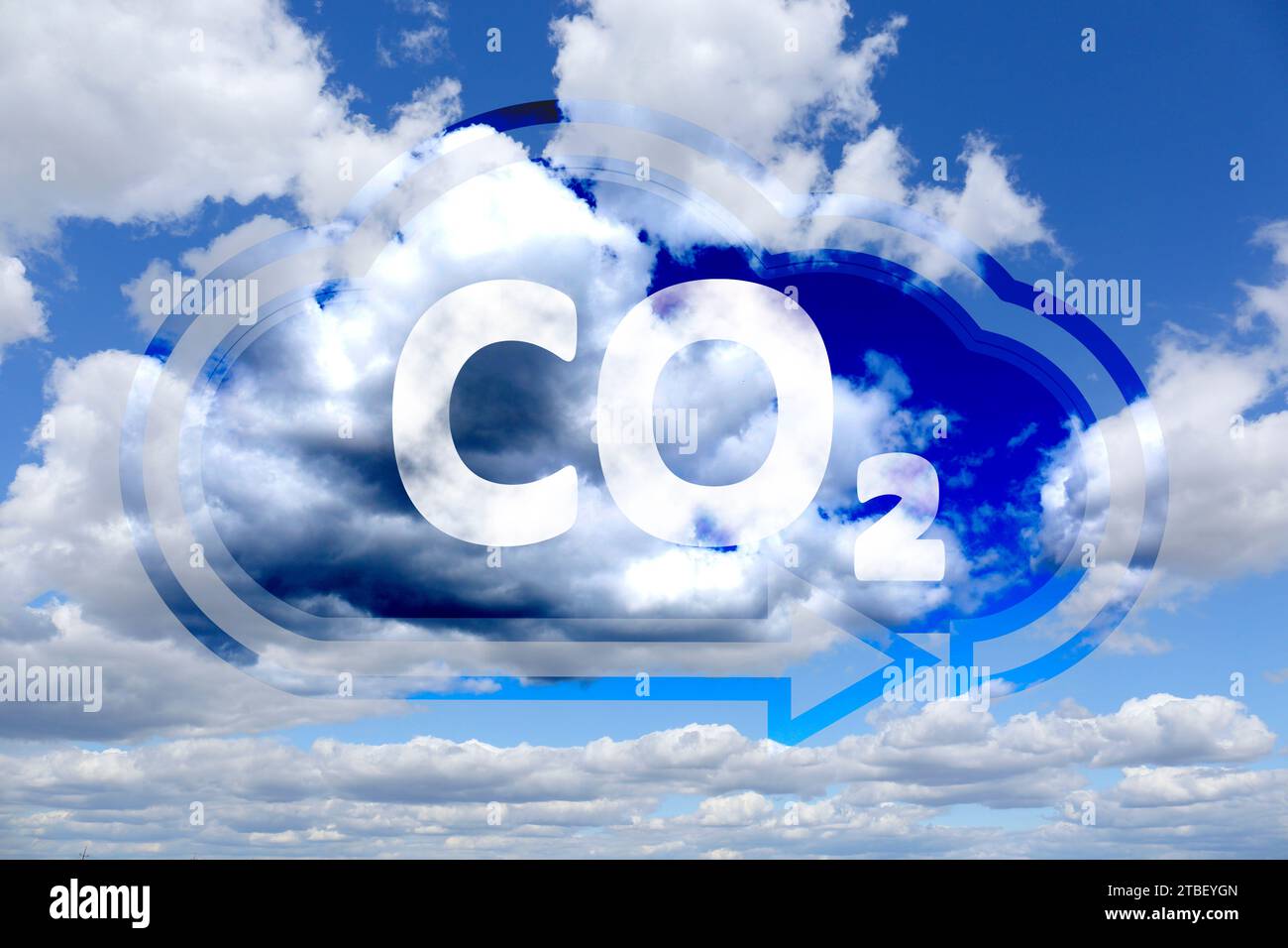 Concept of clear air. CO2 inscription in illustration of cloud with ...
