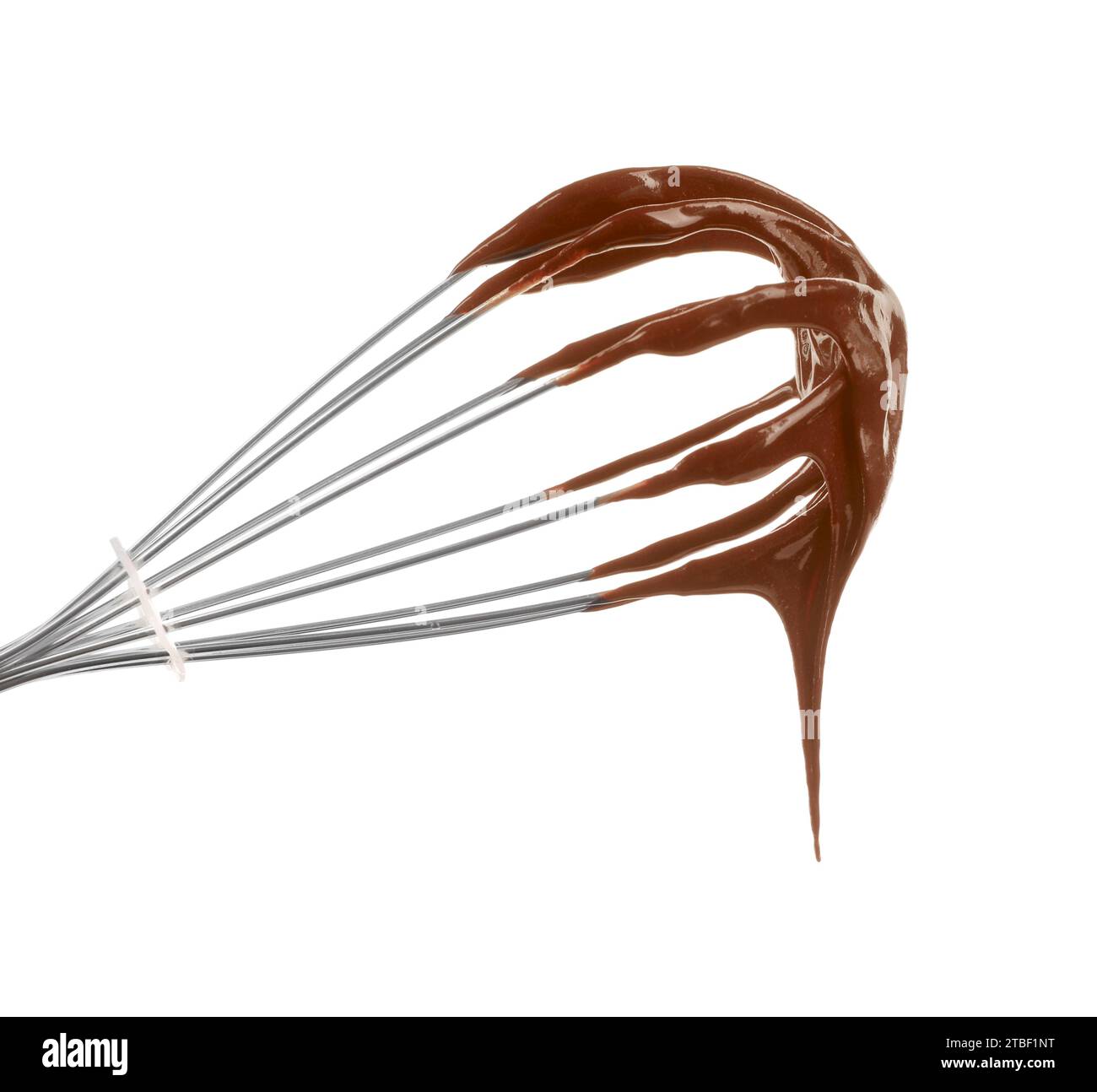 Chocolate cream dripping from whisk isolated on white Stock Photo - Alamy