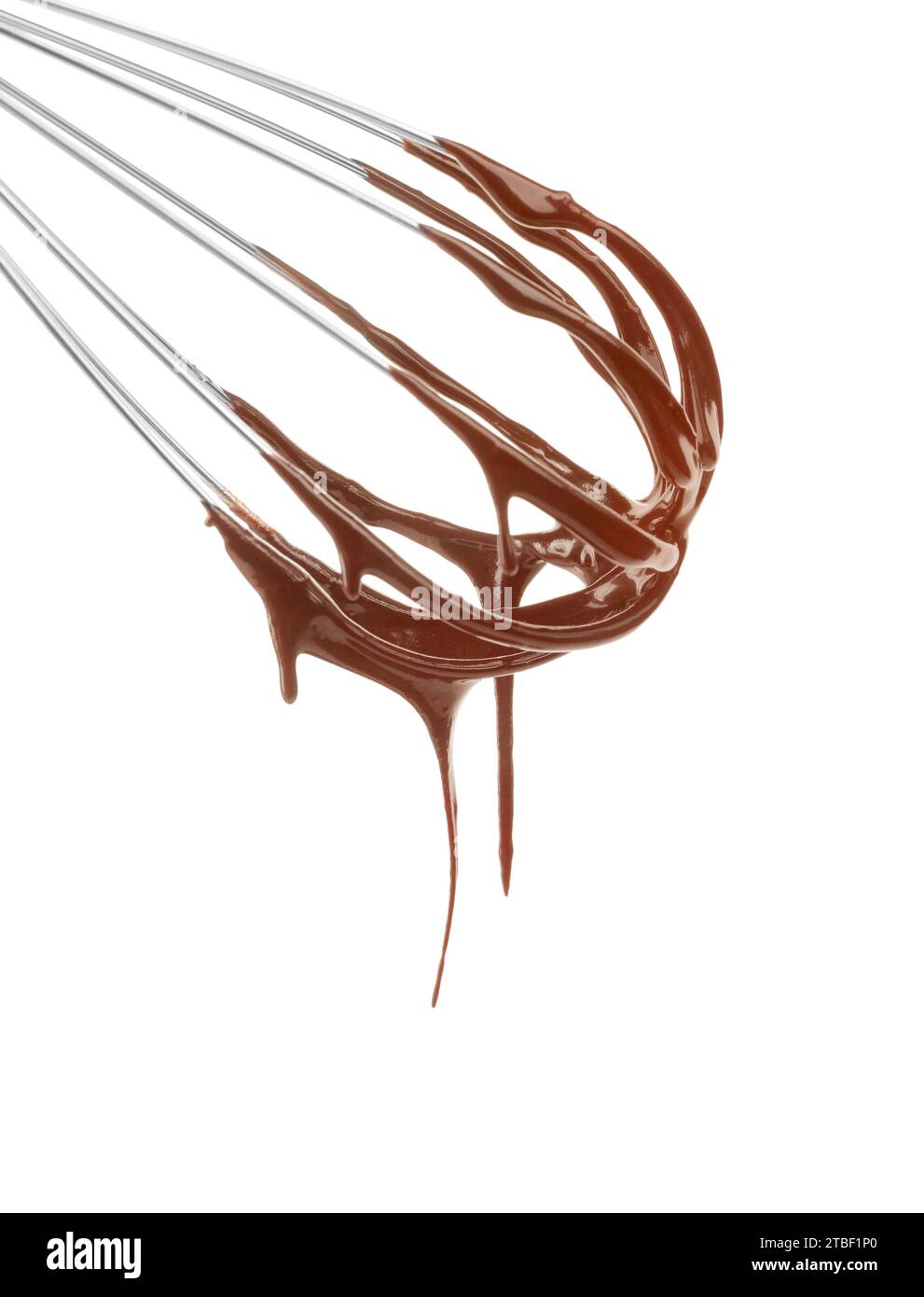 Chocolate cream dripping from whisk isolated on white Stock Photo - Alamy