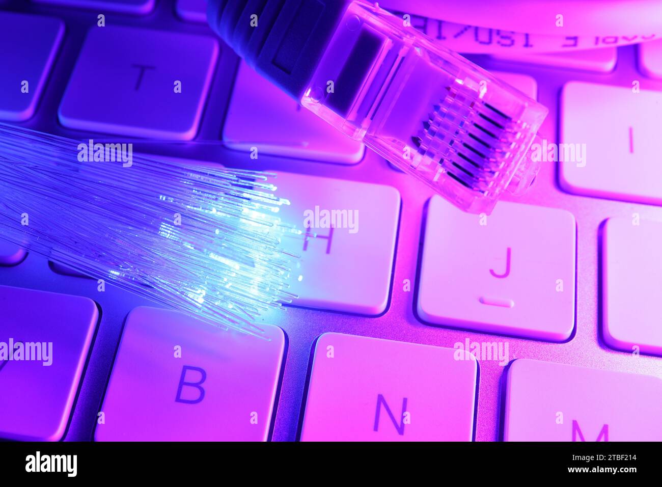 Optical fiber strands transmitting color light near cable with modular ...