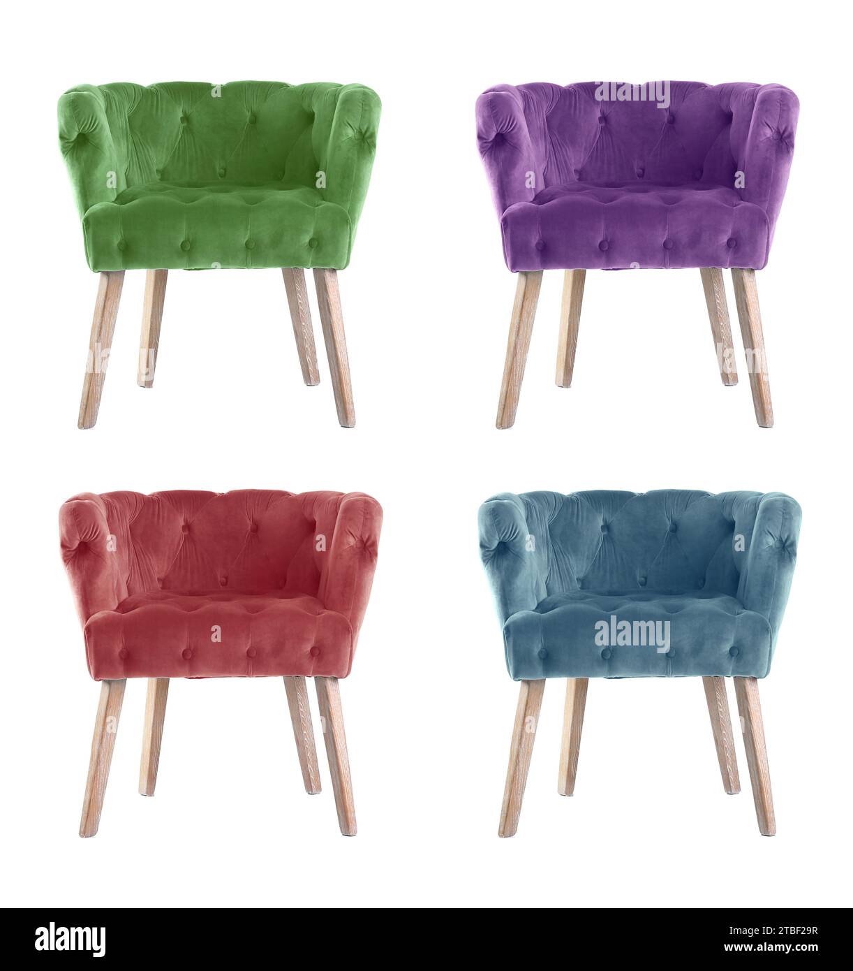 Different colorful armchairs isolated on white, set Stock Photo - Alamy