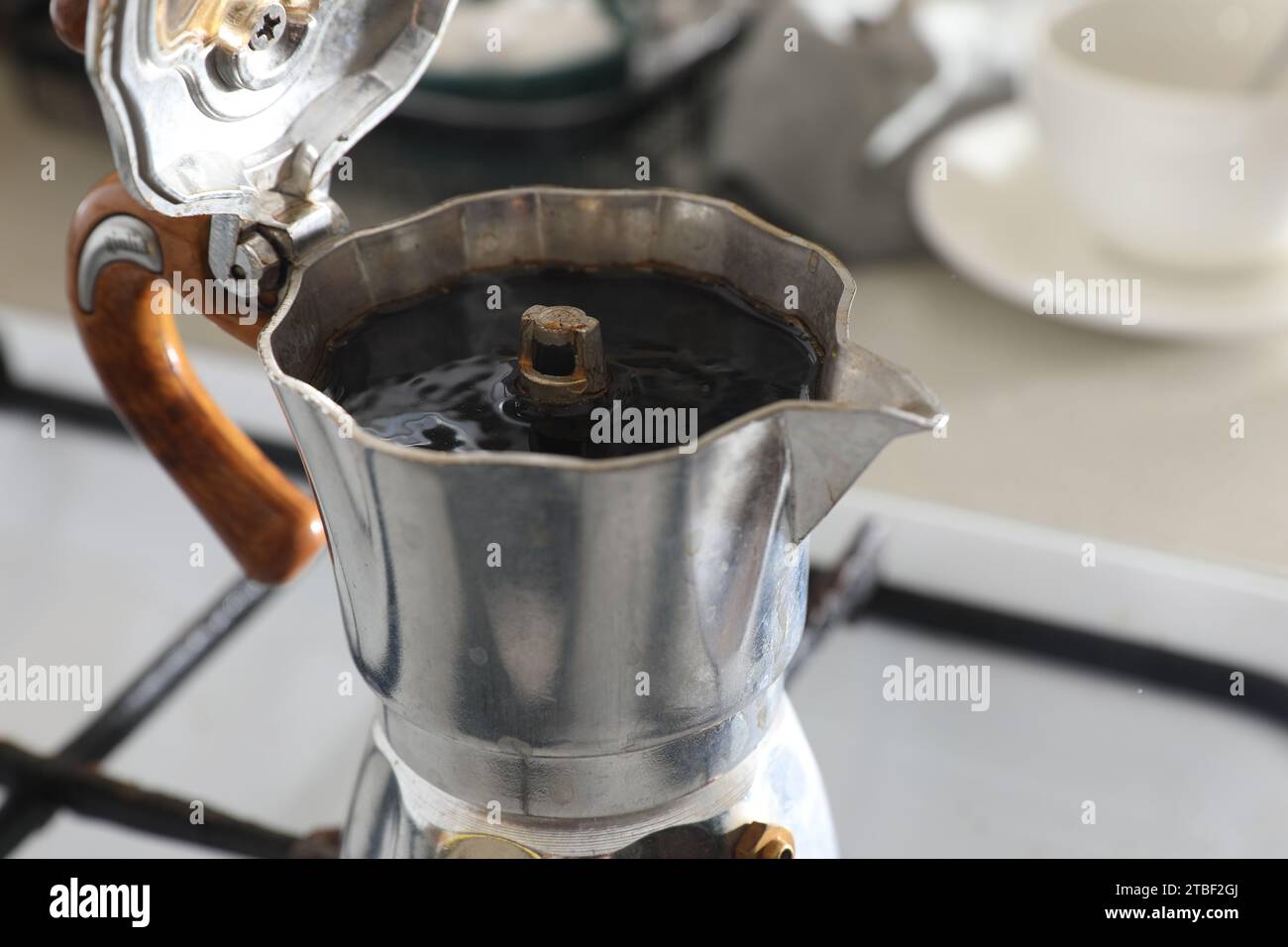 Brewing coffee in moka pot hi-res stock photography and images - Alamy