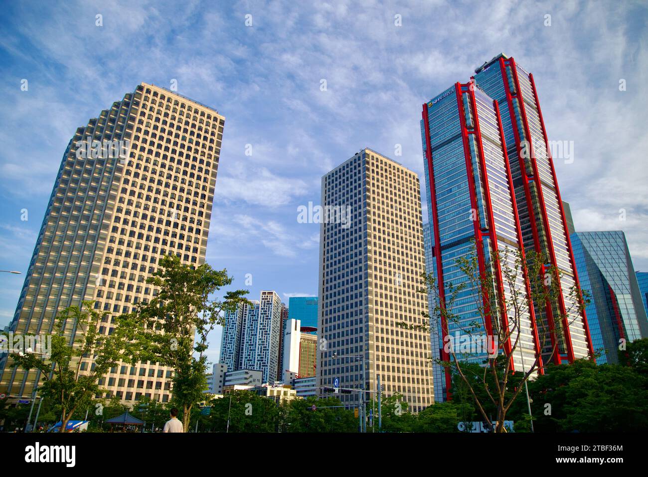 A picture of the Parc1, Three IFC, and other skyscrapers on Yeouido in Seoul, South Korea Stock ...