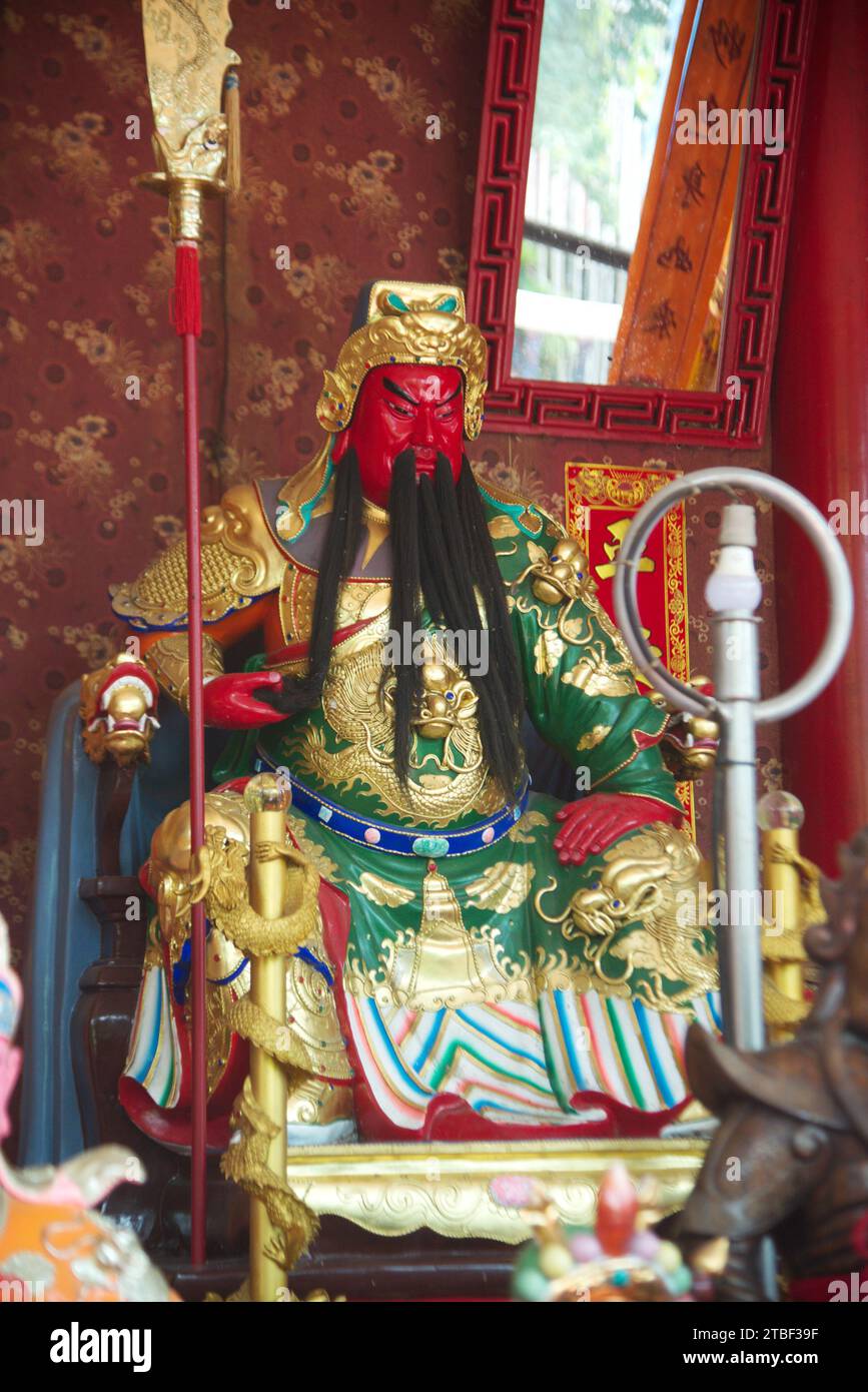 Confucius Shrine in the central hall with Guan Yu ( God of honor) on the altar at Wat Tha Mai ...