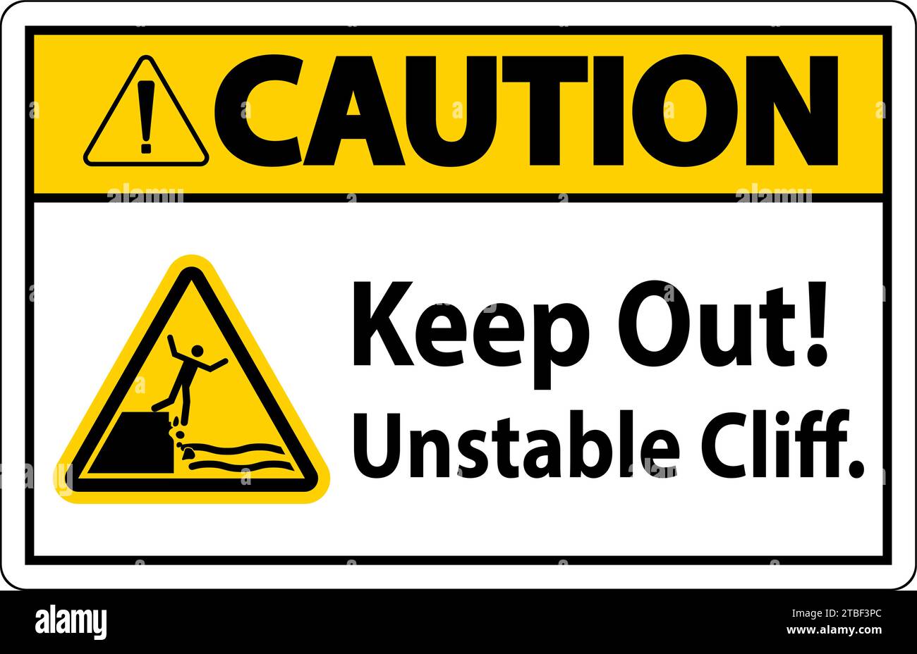 Caution Sign, Keep Out Unstable Cliff Stock Vector Image & Art - Alamy