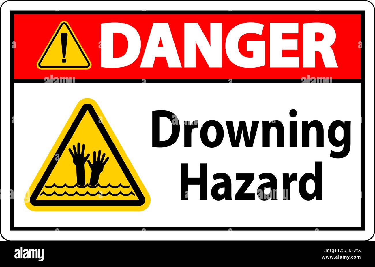 Beach Safety Sign Danger - Drowning Hazard Stock Vector Image & Art - Alamy