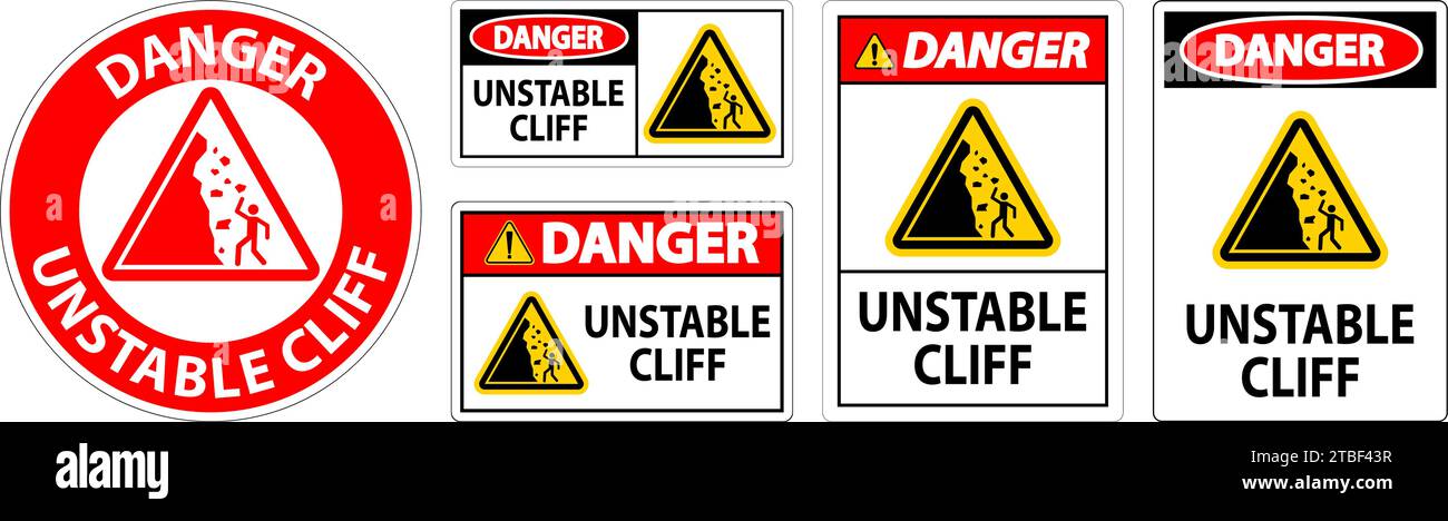 Water Safety Sign, Danger - Unstable Cliff Stock Vector Image & Art - Alamy