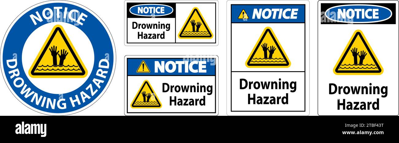 Beach Safety Sign Notice - Drowning Hazard Stock Vector Image & Art - Alamy