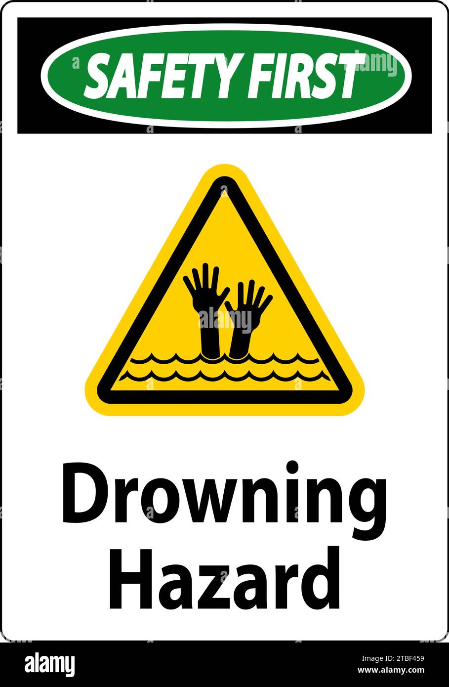 Beach Safety Sign Danger - Drowning Hazard Stock Vector Image & Art - Alamy