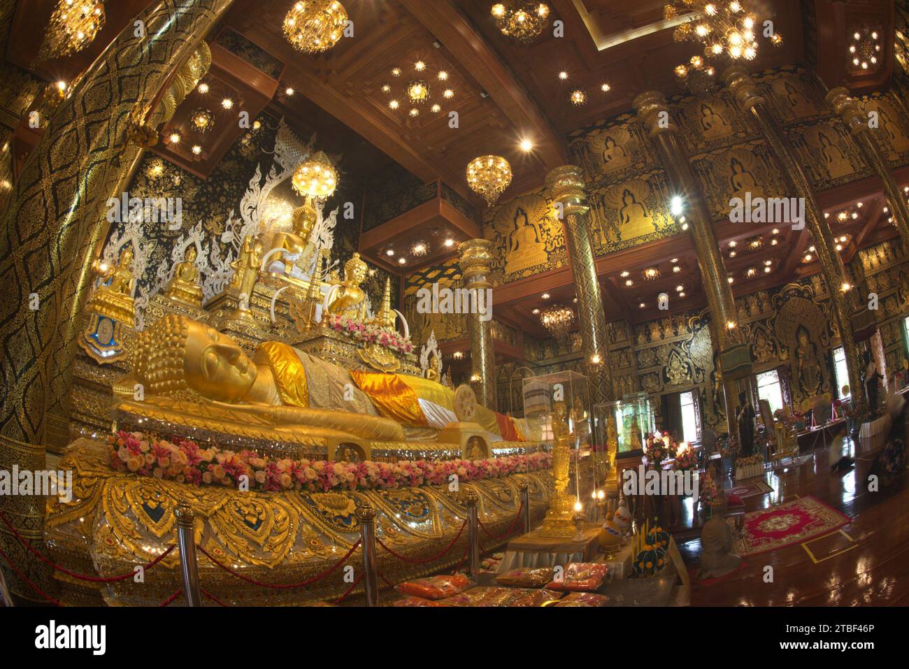 Sitting Buddha statue in the Chinnarat posture along with the apostles ...