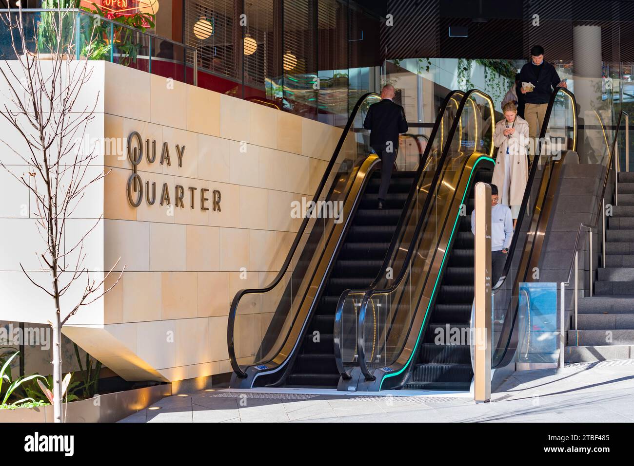People riding on the escalators at the Philip Street entrance to the ...