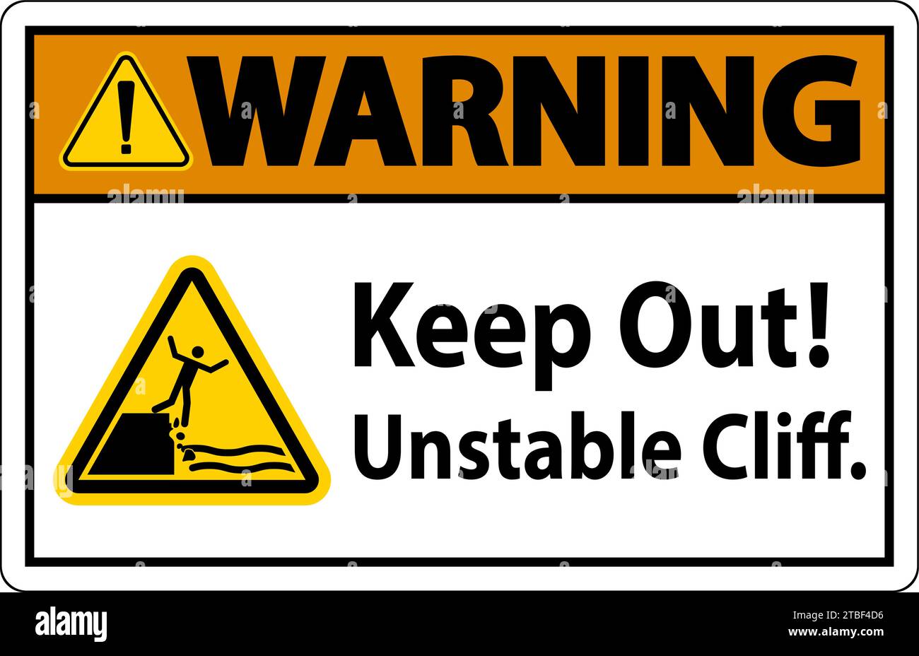 Warning Sign, Keep Out Unstable Cliff Stock Vector Image & Art - Alamy