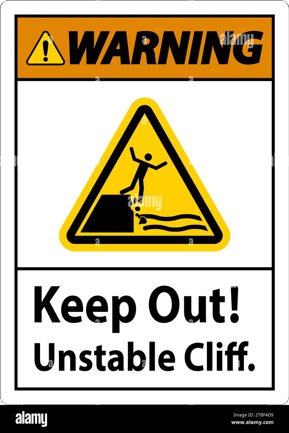 Warning Sign, Keep Out Unstable Cliff Stock Vector Image & Art - Alamy
